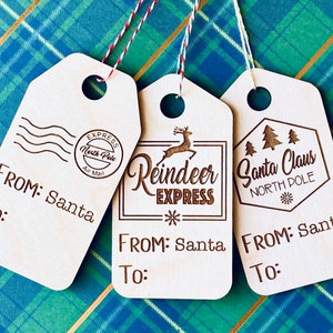 Santa Gift Tags, Personalized Christmas Wooden Gift Tags From Santa ...