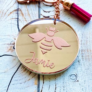 Queen Bee Keychain, Rose Gold Personalized Keychain, Beautiful Gift for ...