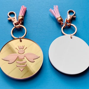 Queen Bee Keychain, Rose Gold Personalized Keychain, Beautiful Gift for ...