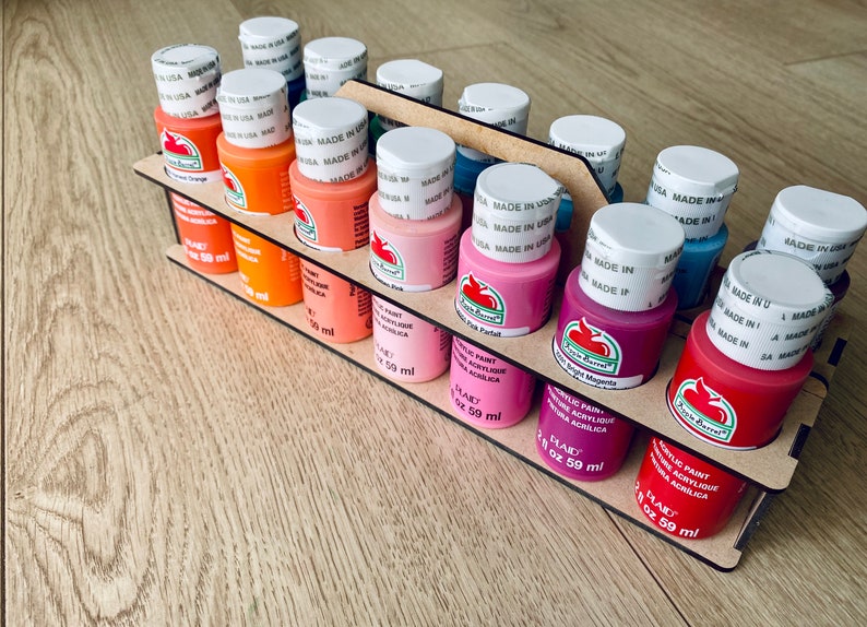 Paint Caddy for 2 Oz Paint Bottles, Acrylic Paint Storage Laser Cut ...