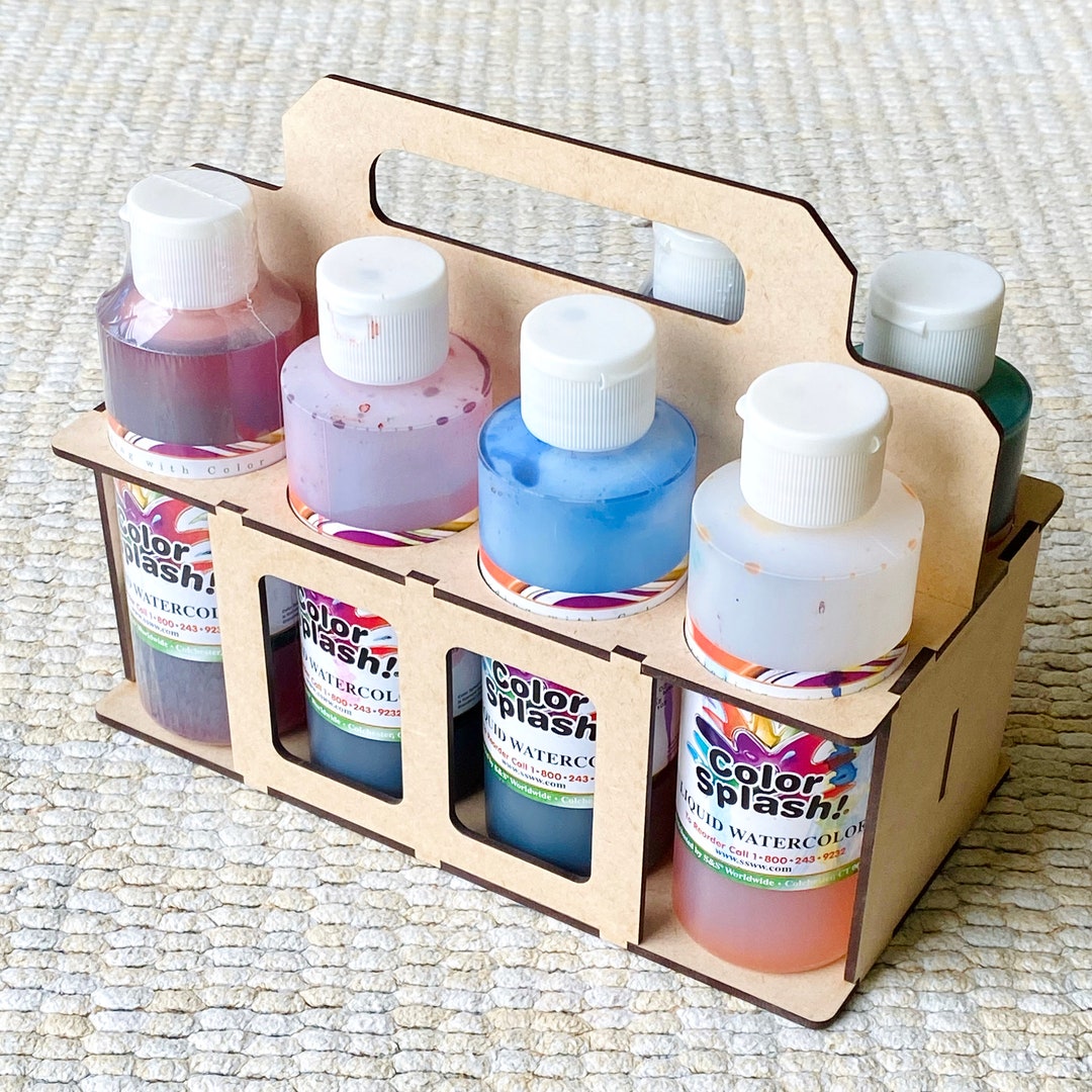 Paint Caddy for 8oz Acrylic Paint Bottles, Liquid Watercolor Storage ...