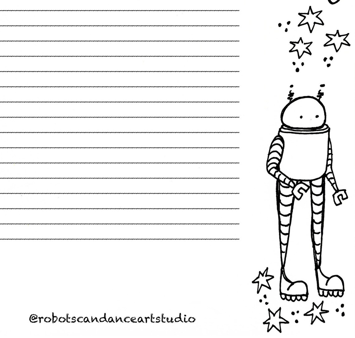 Magical Robot Writing Paper: Printable | Etsy