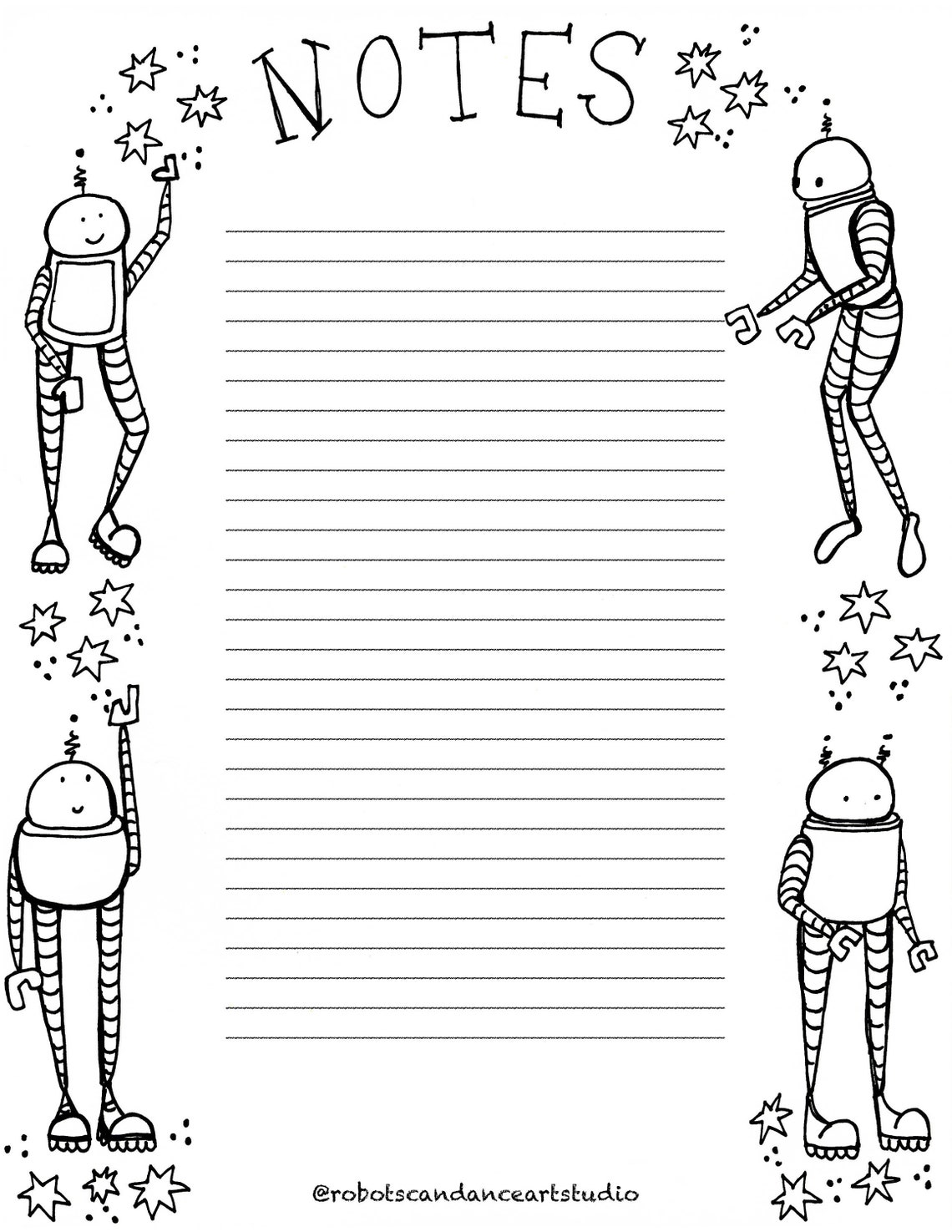 Magical Robot Writing Paper: Printable | Etsy