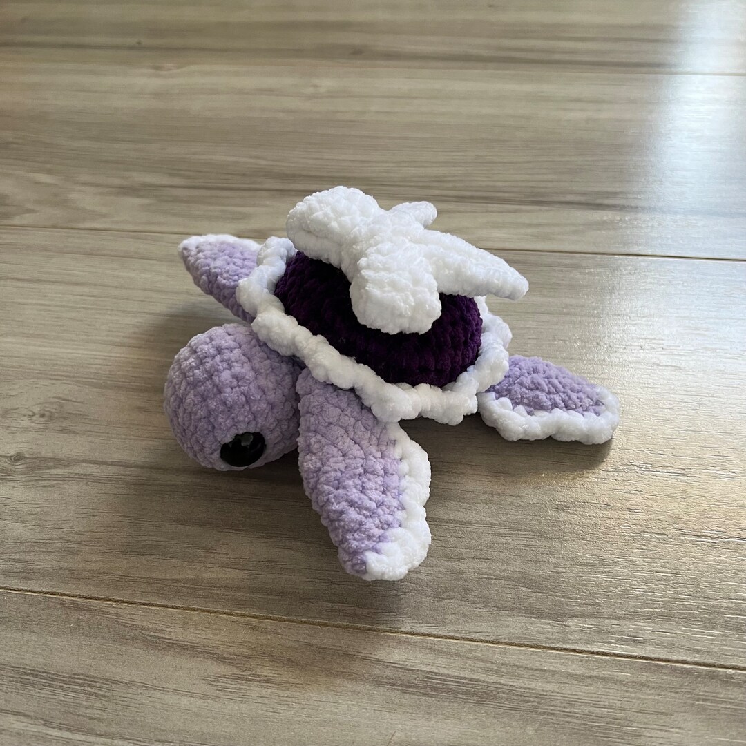 Mini Purple Bow Turtle Crochet Plushie, Coquette, Sea Turtle, Ocean ...