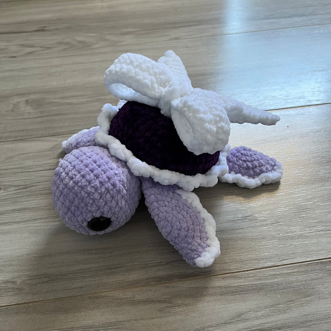 Purple Bow Turtle Crochet Plushie, Coquette, Sea Turtle, Ocean ...