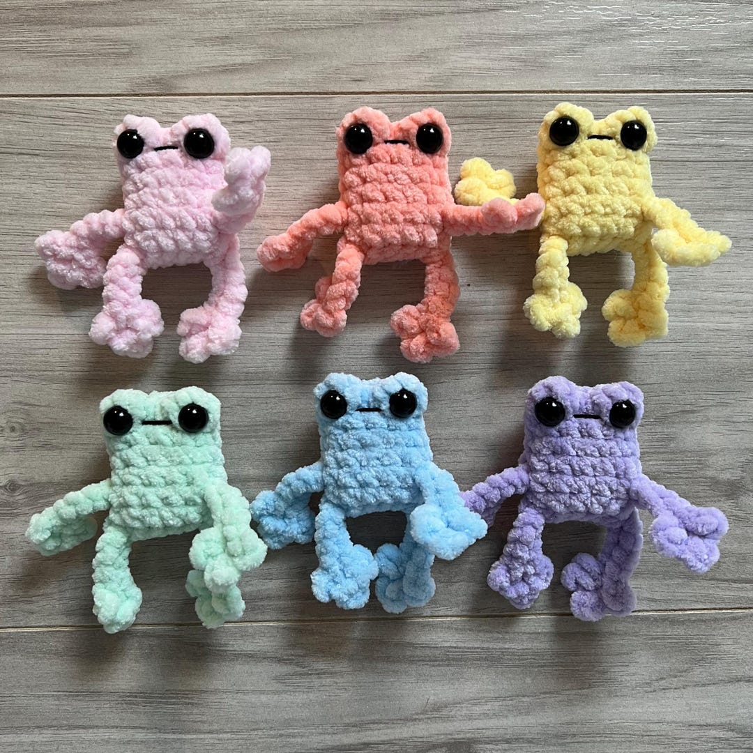 Mini Pastel Baby Leggy Frog Crochet Plushie, Frog, Handmade Plush ...