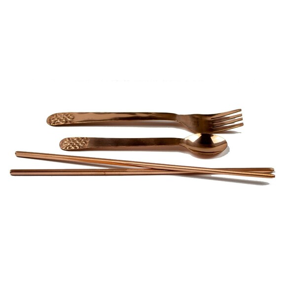 Copper Fork Spoon Chopstick Dinning Set Healthy Dinner Tool - Etsy