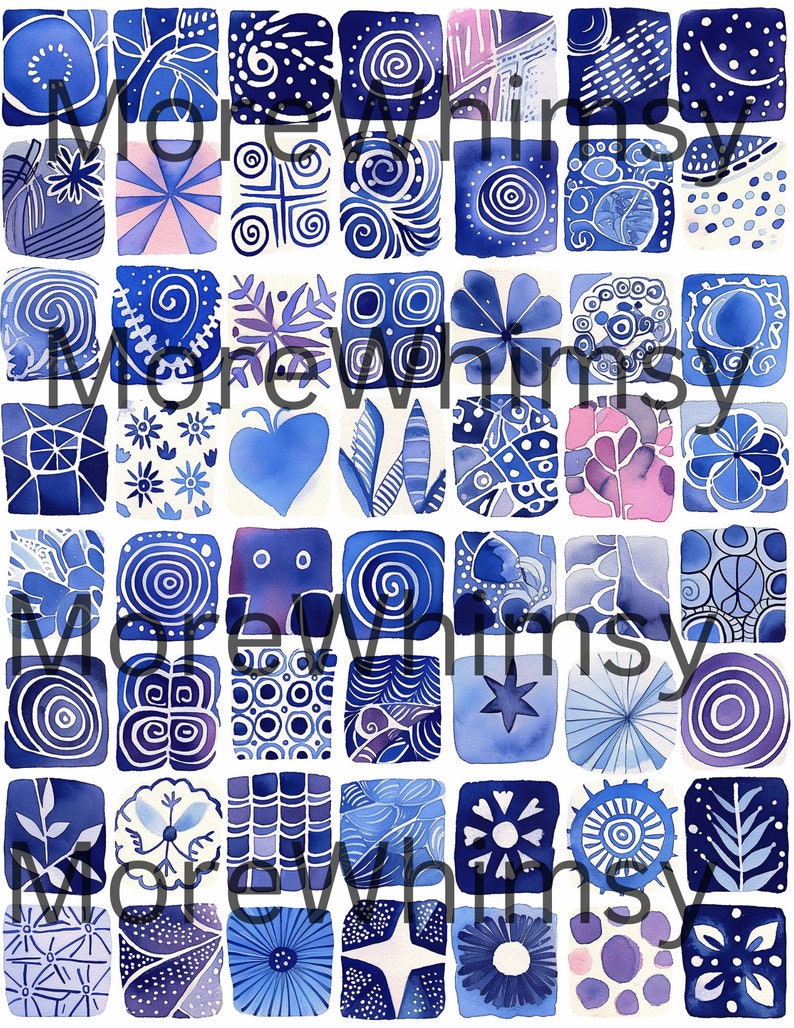 BLUE WILLOW DIGIKITS, Clusters, Paper Buttons, Junk Journal ...