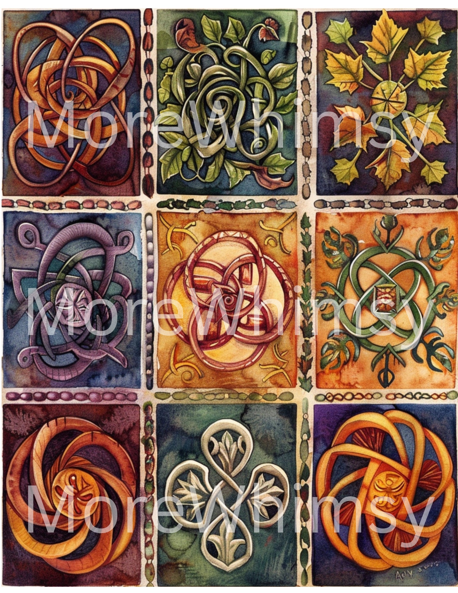 CELTIC-ISH DIGITAL Notecards, Junk Journal Scrapbook Art Journal Glue ...