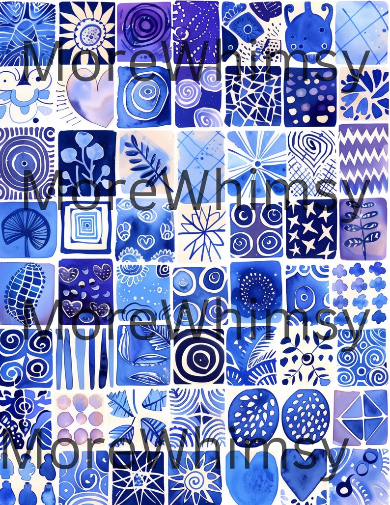 BLUE WILLOW DIGIKITS, Clusters, Paper Buttons, Junk Journal ...