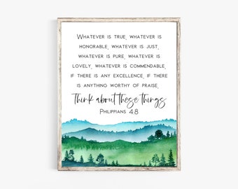 Philippians 4 8 Wall Art - Etsy
