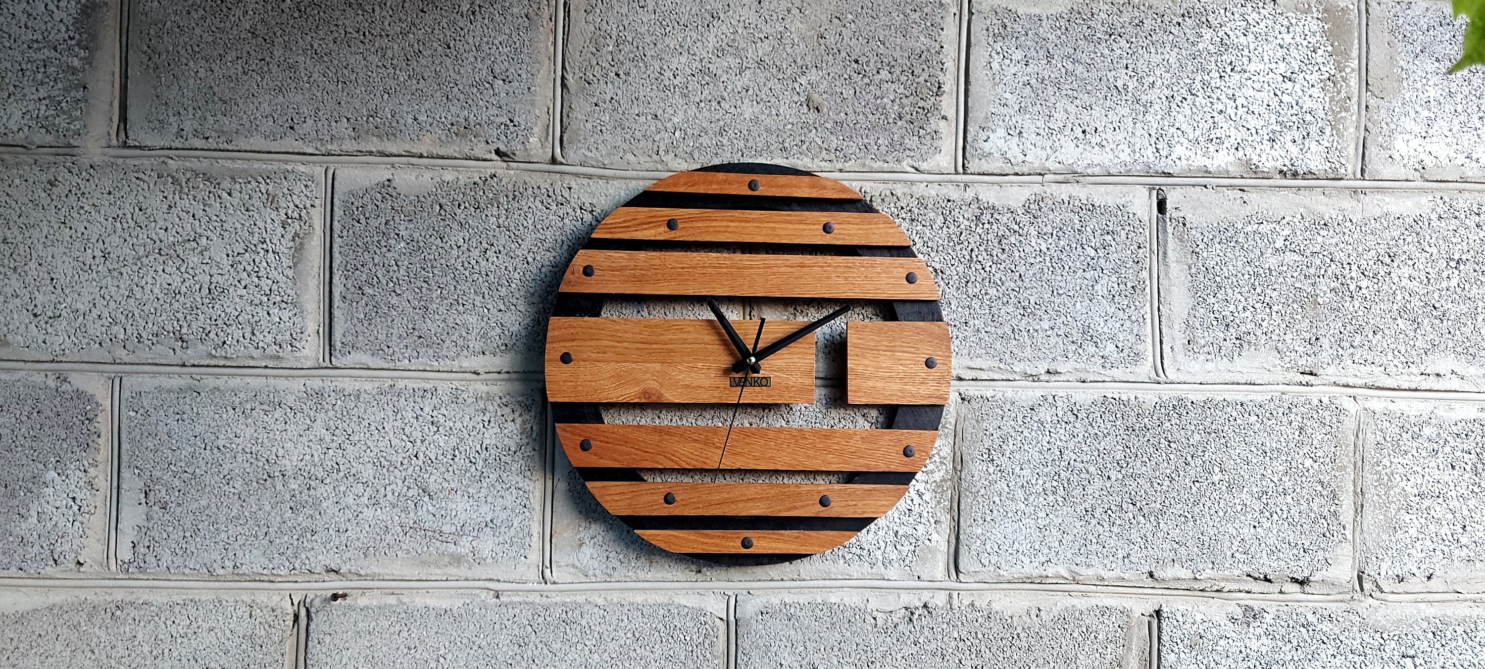 Large Wall Clock Line 40 Centimeters, Wooden Clock for the Interior, Designer Wooden Clock From ...