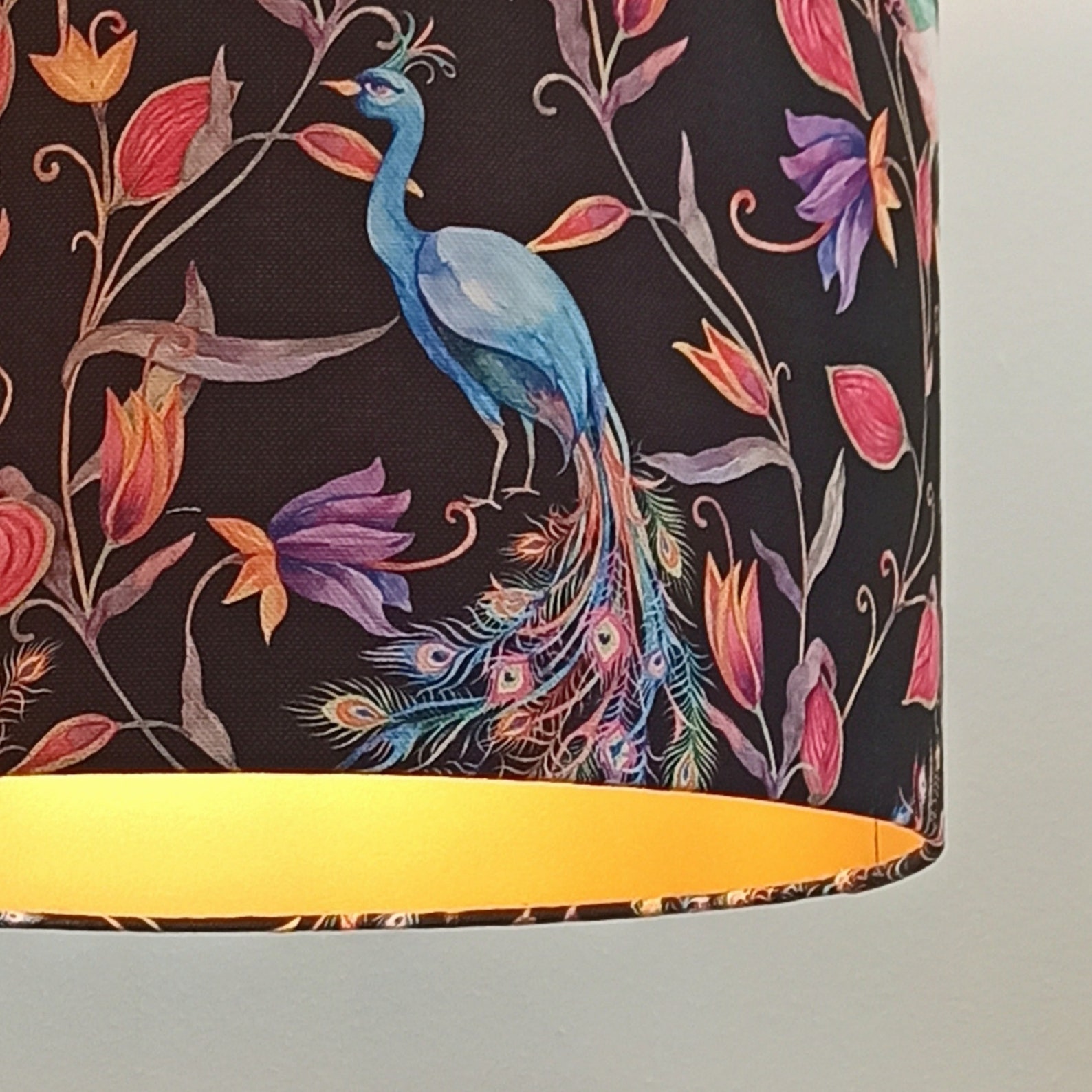 PEACOCKS Gold Lined Handmade Lamp Shade by Abajur. - Etsy