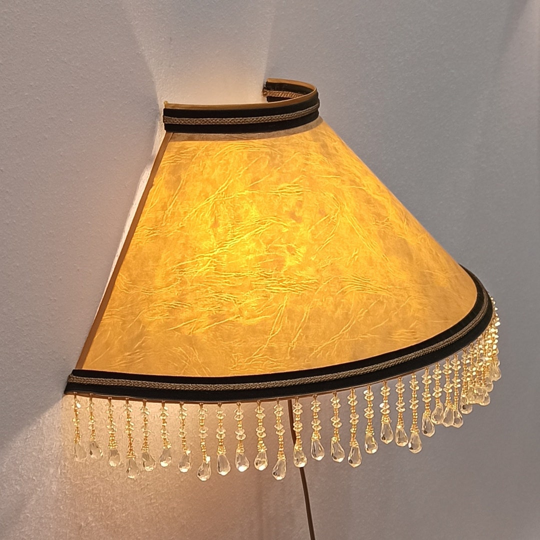 Half-shade Plug-in Wall Sconce, Papyrus Shade With Crystal Fringe ...