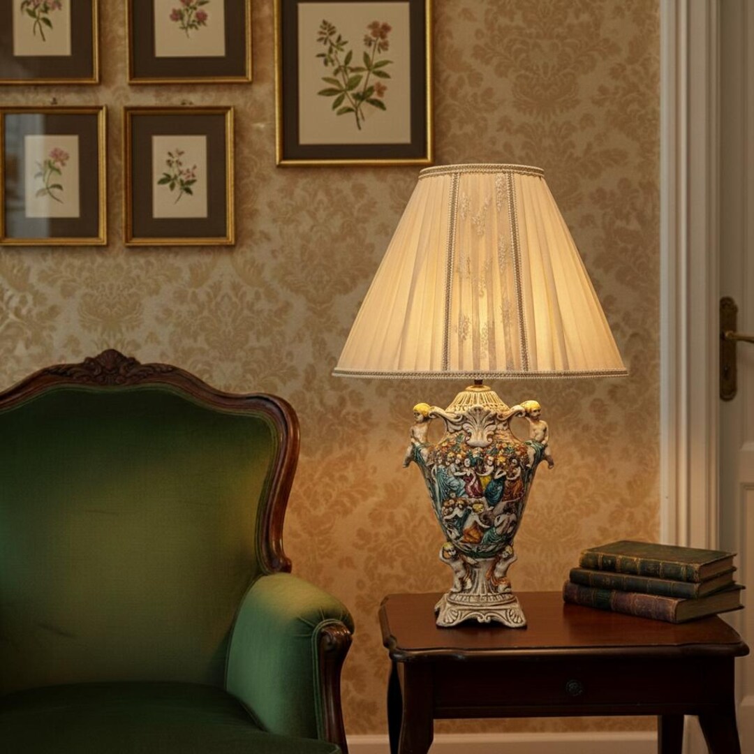 Vintage Italian Capodimonte Style Table Lamp – Porcelain Nymphs ...