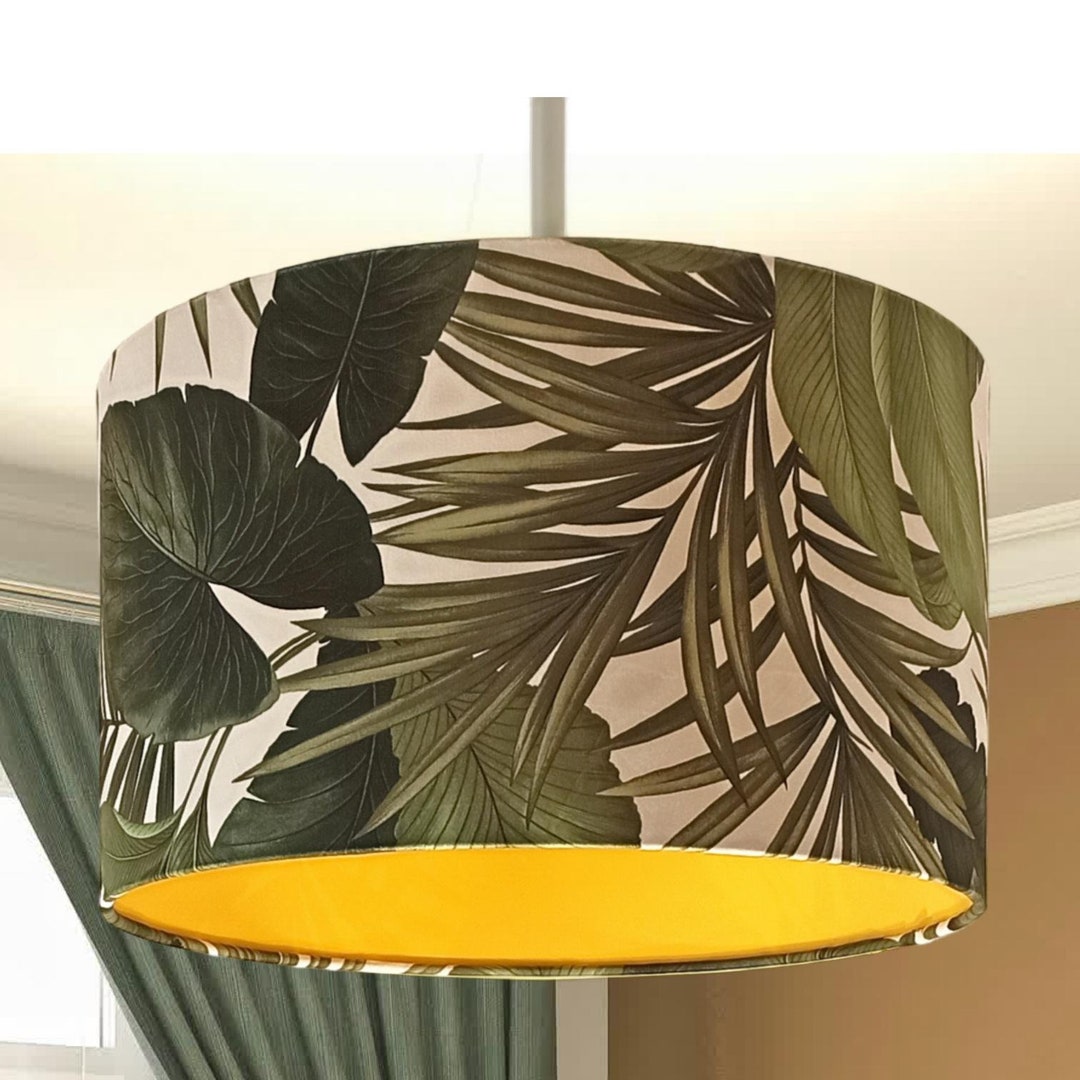 TROPICAL VELVET Yellow-in, Handmade Lamp Shade by Abajur. - Etsy