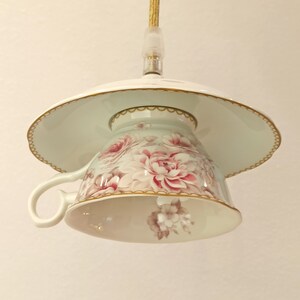 Tea Cup Lamp With Beautiful Floral Pattern, by Abajur. A Fine Bone ...