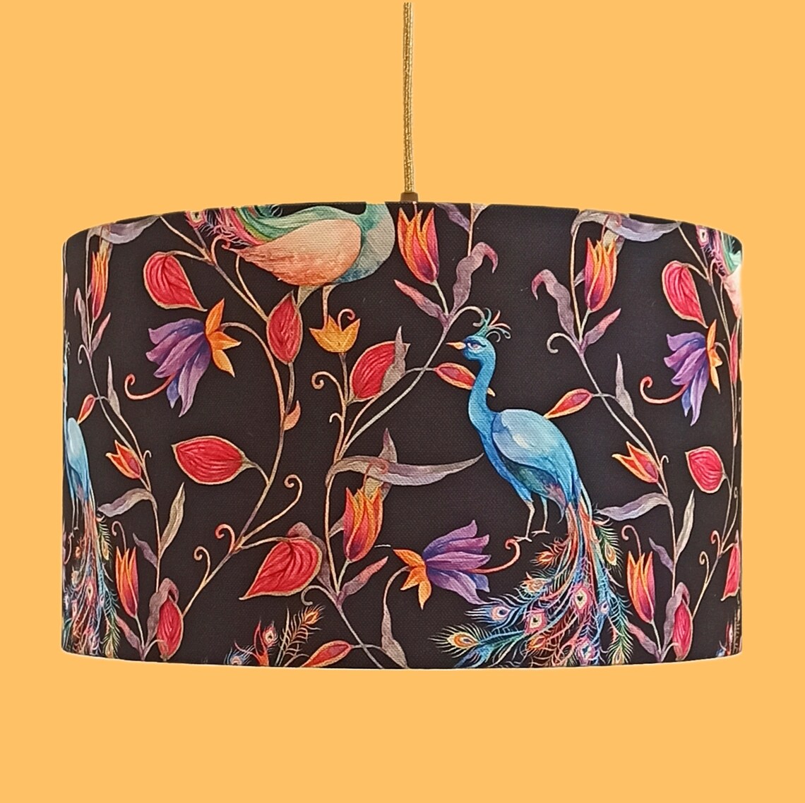 PEACOCKS Gold Lined Handmade Lamp Shade by Abajur. - Etsy