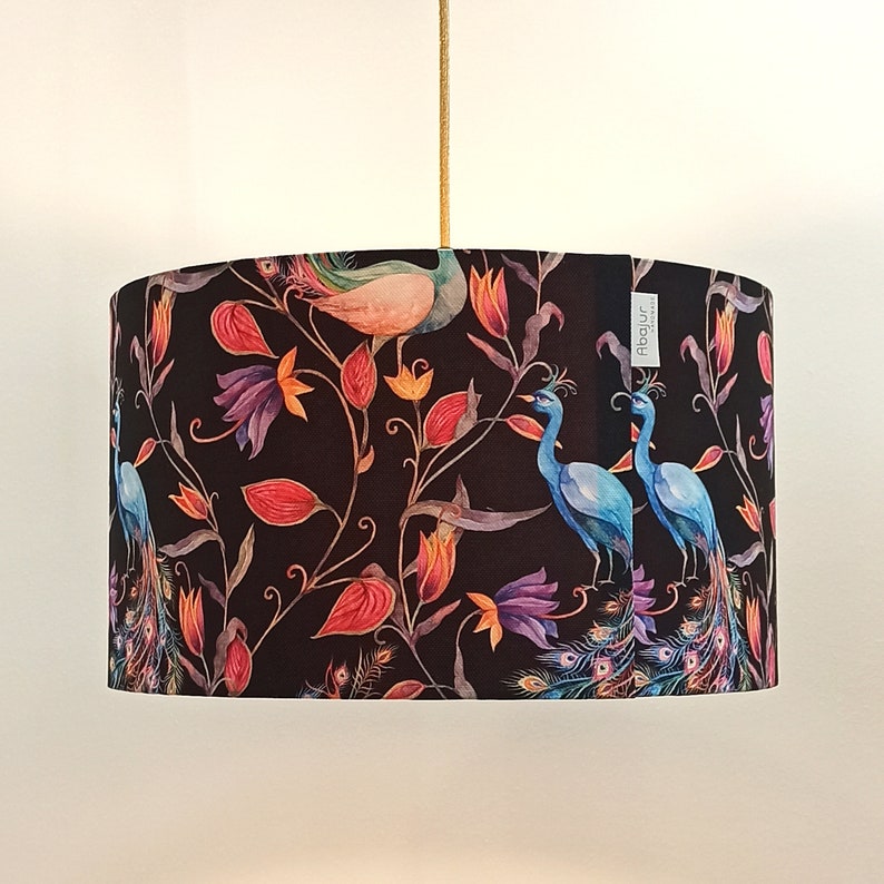 PEACOCKS Gold Lined Handmade Lamp Shade by Abajur. - Etsy