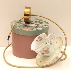 Tea Cup Lamp With Beautiful Floral Pattern, by Abajur. A Fine Bone ...