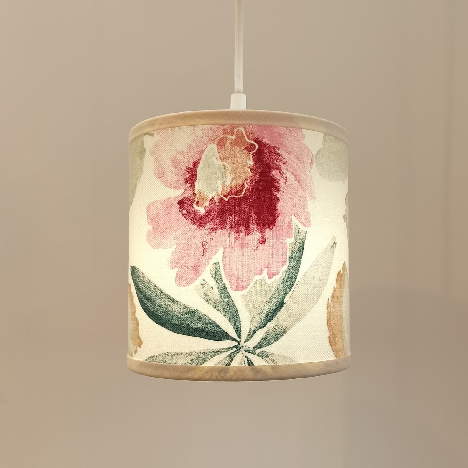 BEIGE CANVAS FLORAL Handmade Lamp Shade by Abajur - Etsy