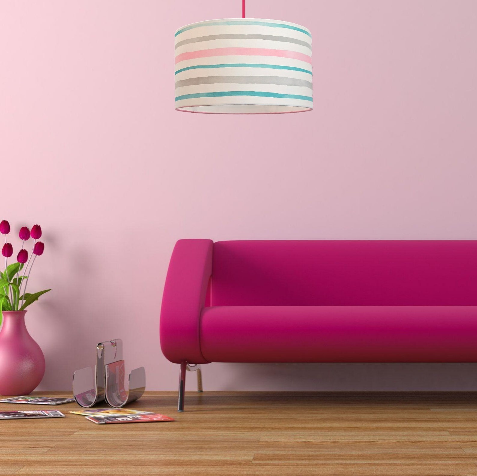 PINK and Veraman STRIPES, Handmade Lamp Shade by Abajur. - Etsy