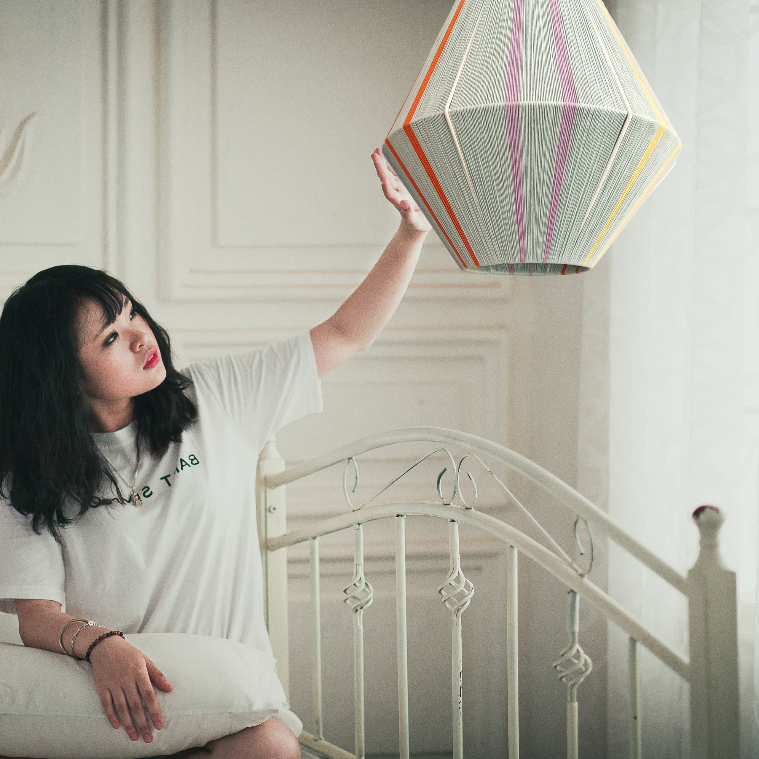 Ithaca-3500 Handmade YARN Lamp Shade, Large Woven Bon Bon Lampshade ...