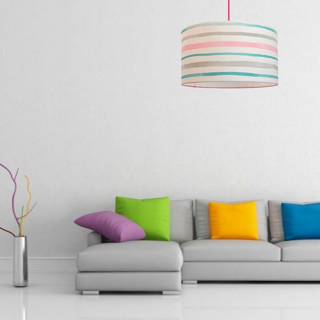 PINK and Veraman STRIPES, Handmade Lamp Shade by Abajur. - Etsy