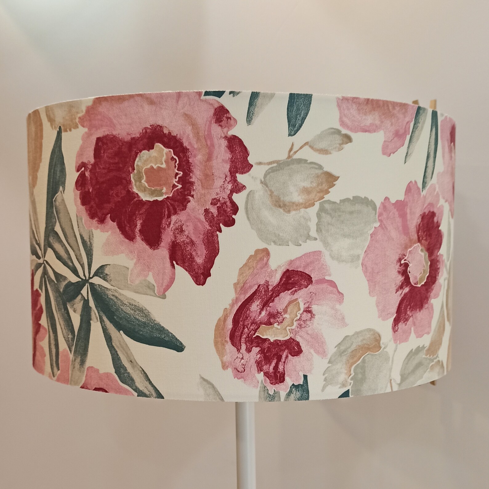 BEIGE CANVAS FLORAL Handmade Lamp Shade by Abajur - Etsy