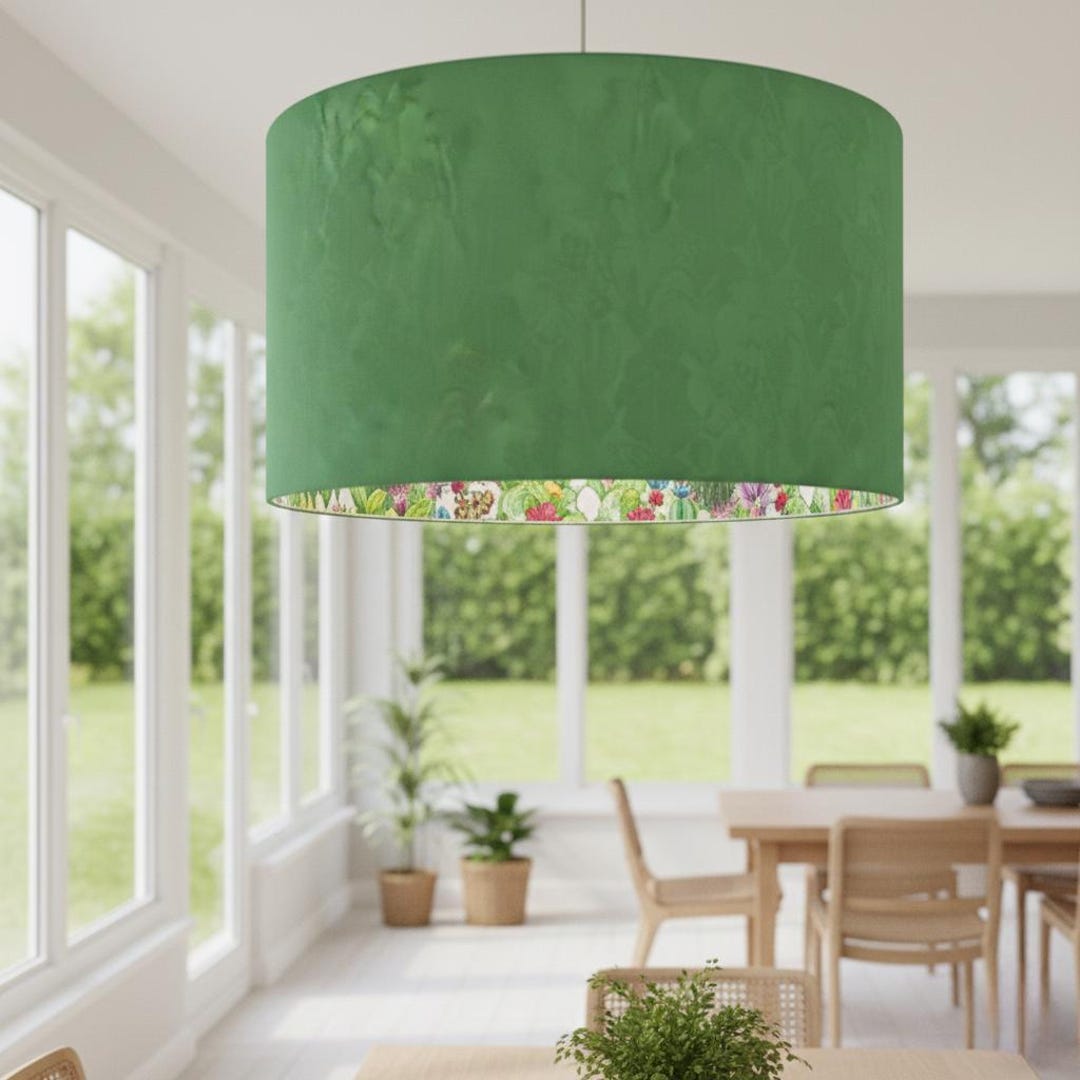 CACTUS GREEN/BLACK Handmade Lamp Shade by Abajur. - Etsy
