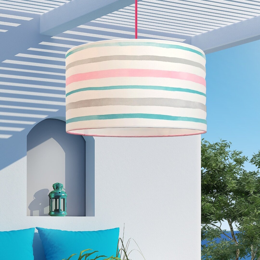 PINK and Veraman STRIPES, Handmade Lamp Shade by Abajur. - Etsy