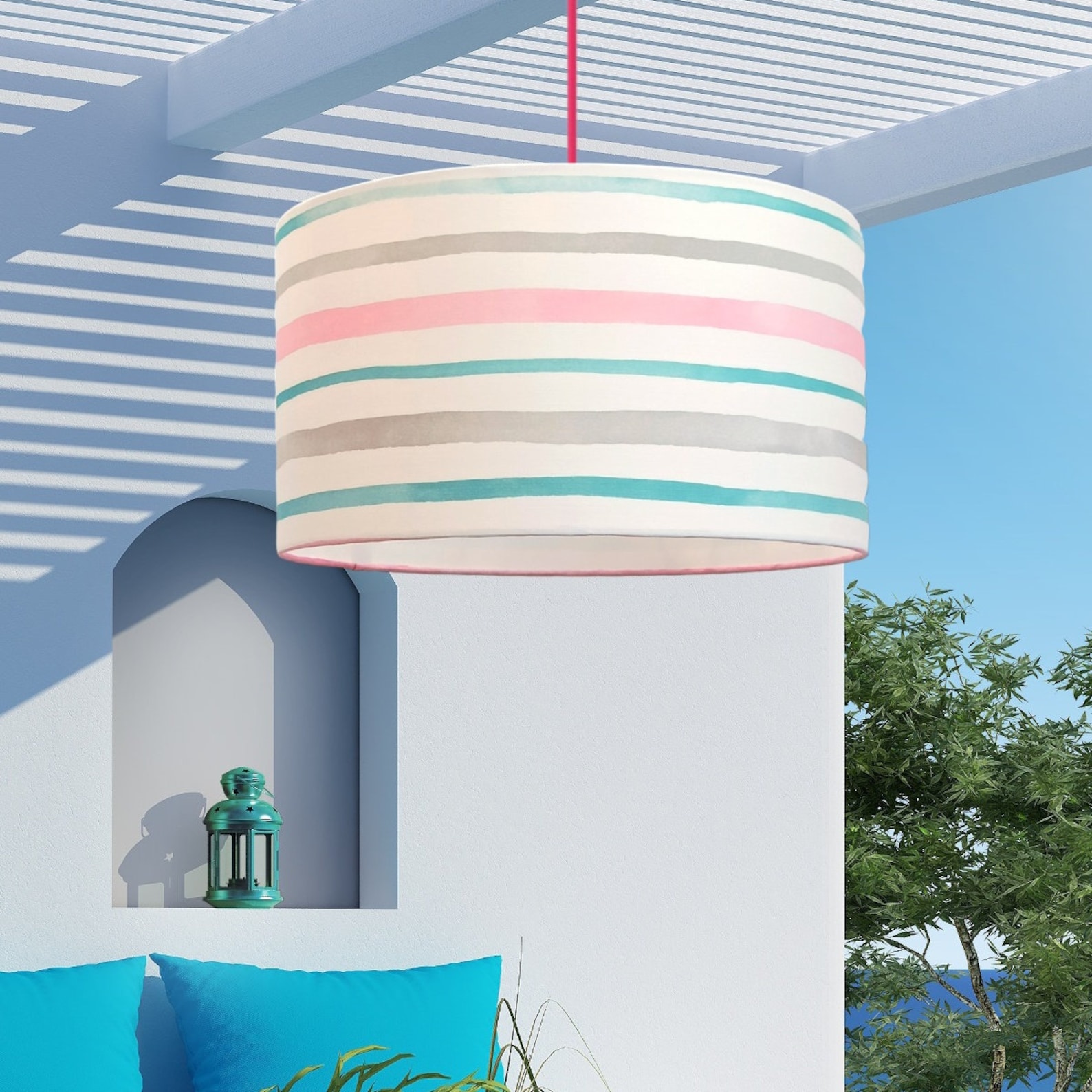 PINK and Veraman STRIPES, Handmade Lamp Shade by Abajur. - Etsy