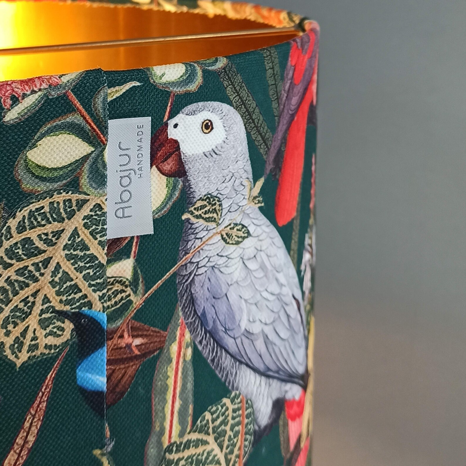 PARADISE BIRDS in GREEN, Handmade Lamp Shade, Gold Lined, by Abajur. - Etsy