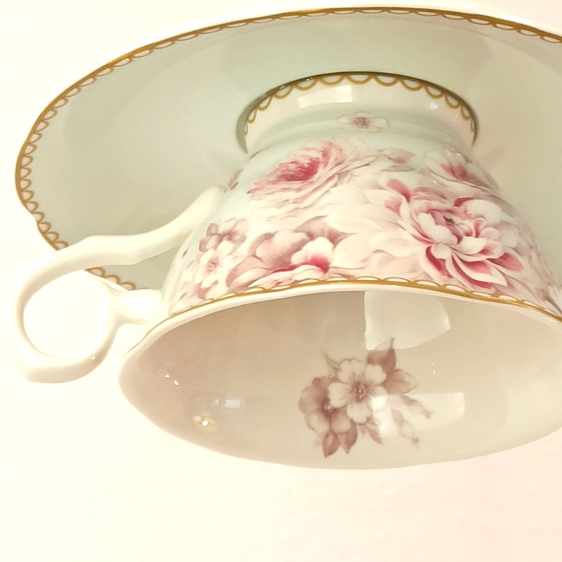 Tea Cup Lamp With Beautiful Floral Pattern, by Abajur. A Fine Bone ...
