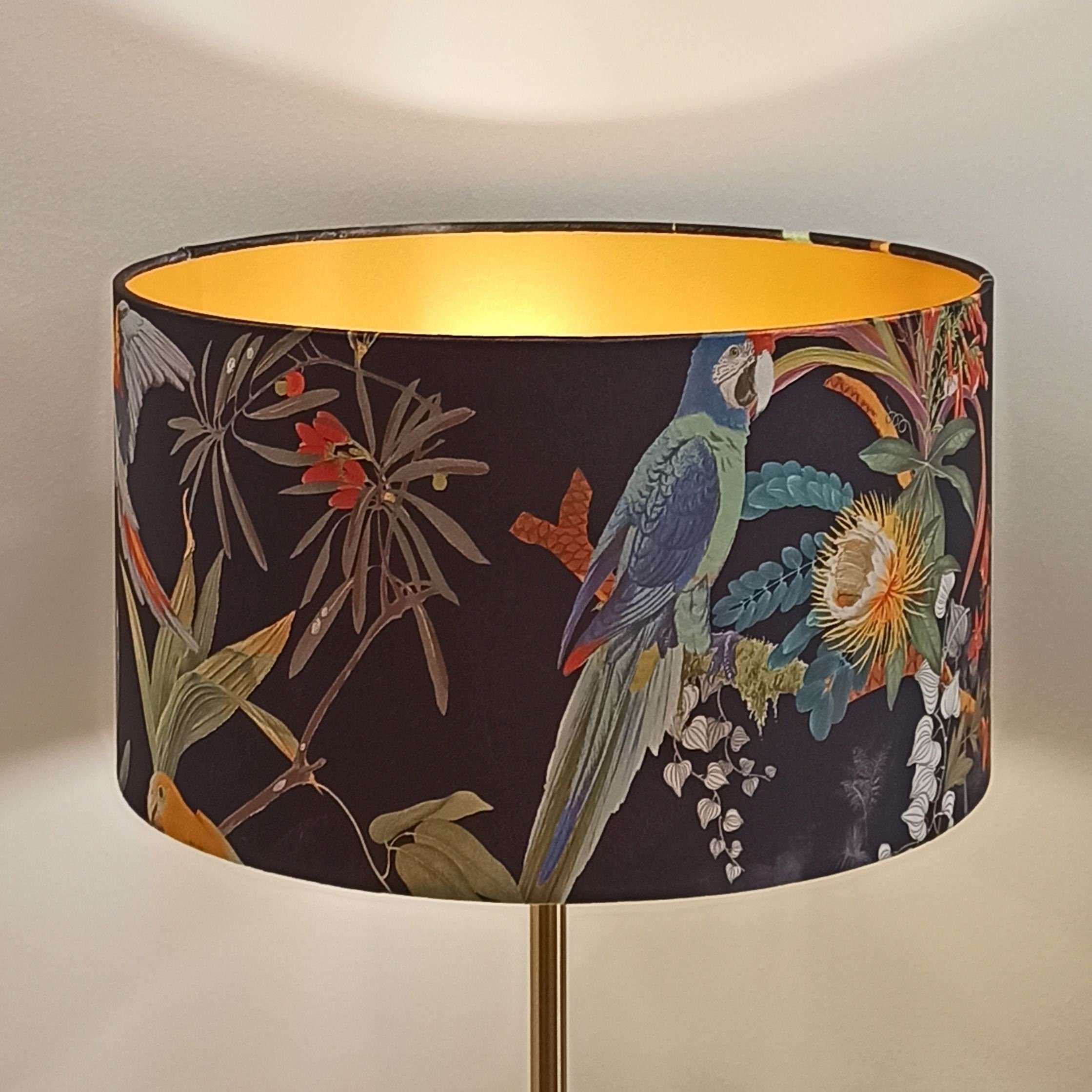 PARROTS AT NIGHT Velvet Gold-line, Handmade Lamp Shade by Abajur - Etsy