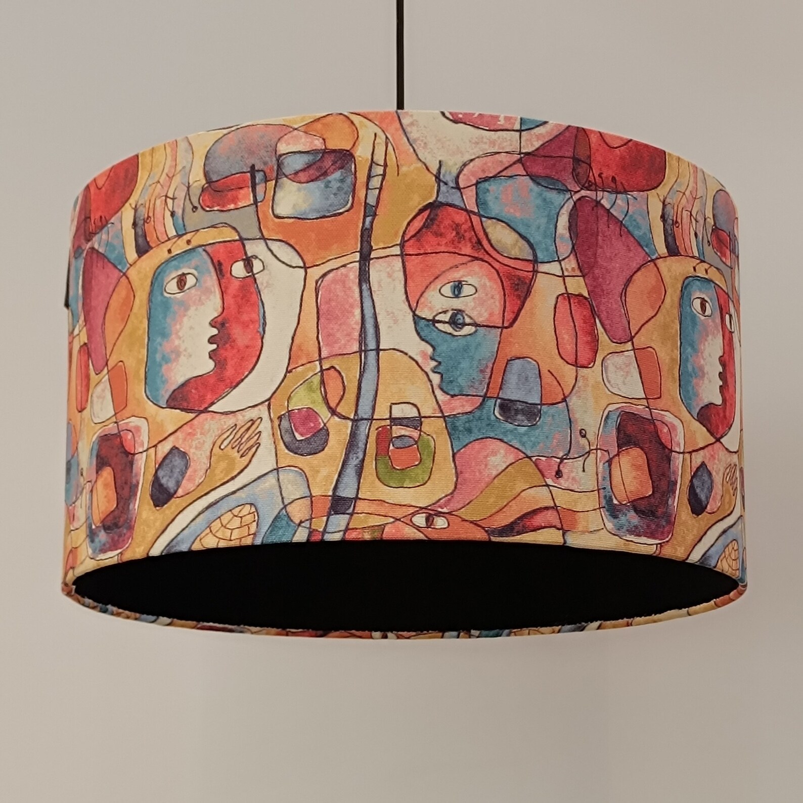 PANAMA PICASSO Black-in, Handmade Lamp Shade by Abajur. - Etsy