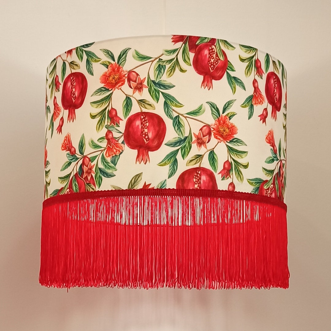 FRINGED POMEGRANATES, Handmade Lamp Shade by Abajur. - Etsy