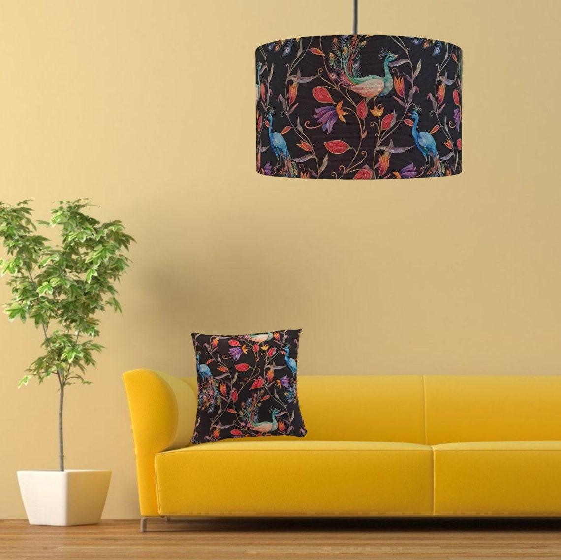 PEACOCKS Gold Lined Handmade Lamp Shade by Abajur. - Etsy