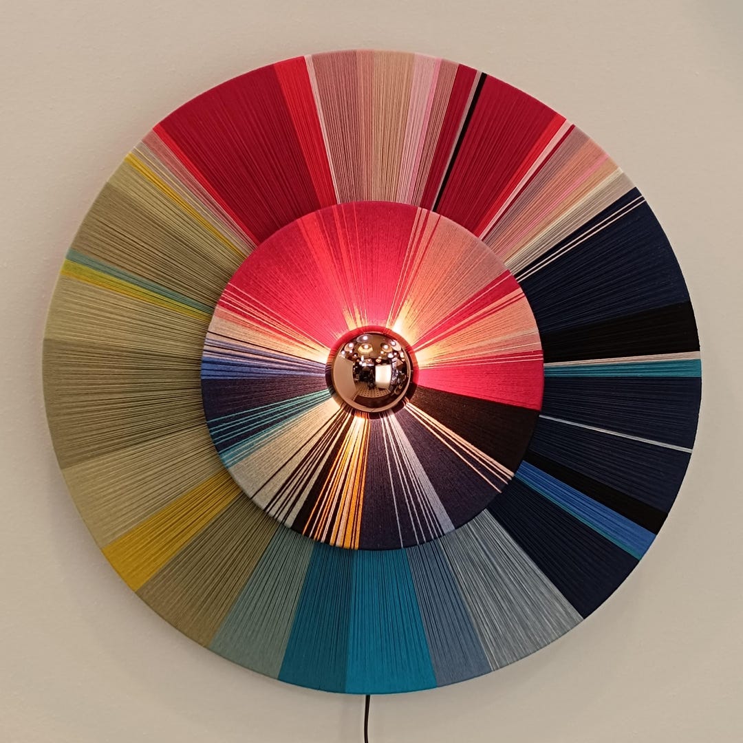 Handmade Circle of Colors Wall Art Lamp: Woven Yarn Lampshade, Ambient ...