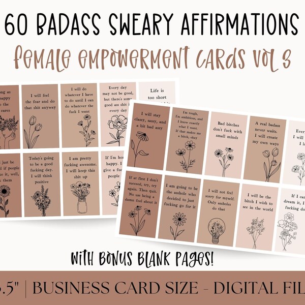 Printable Swear Affirmation Cards - Etsy