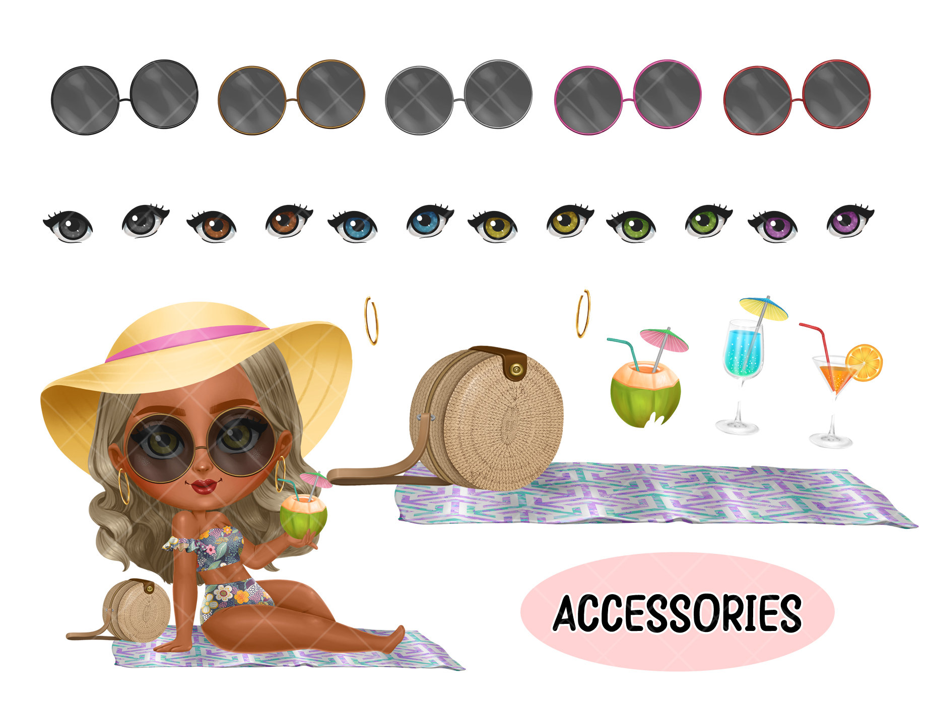 Camping Chibi Girl Clipart Fashion Cute Girls White Woman - Etsy