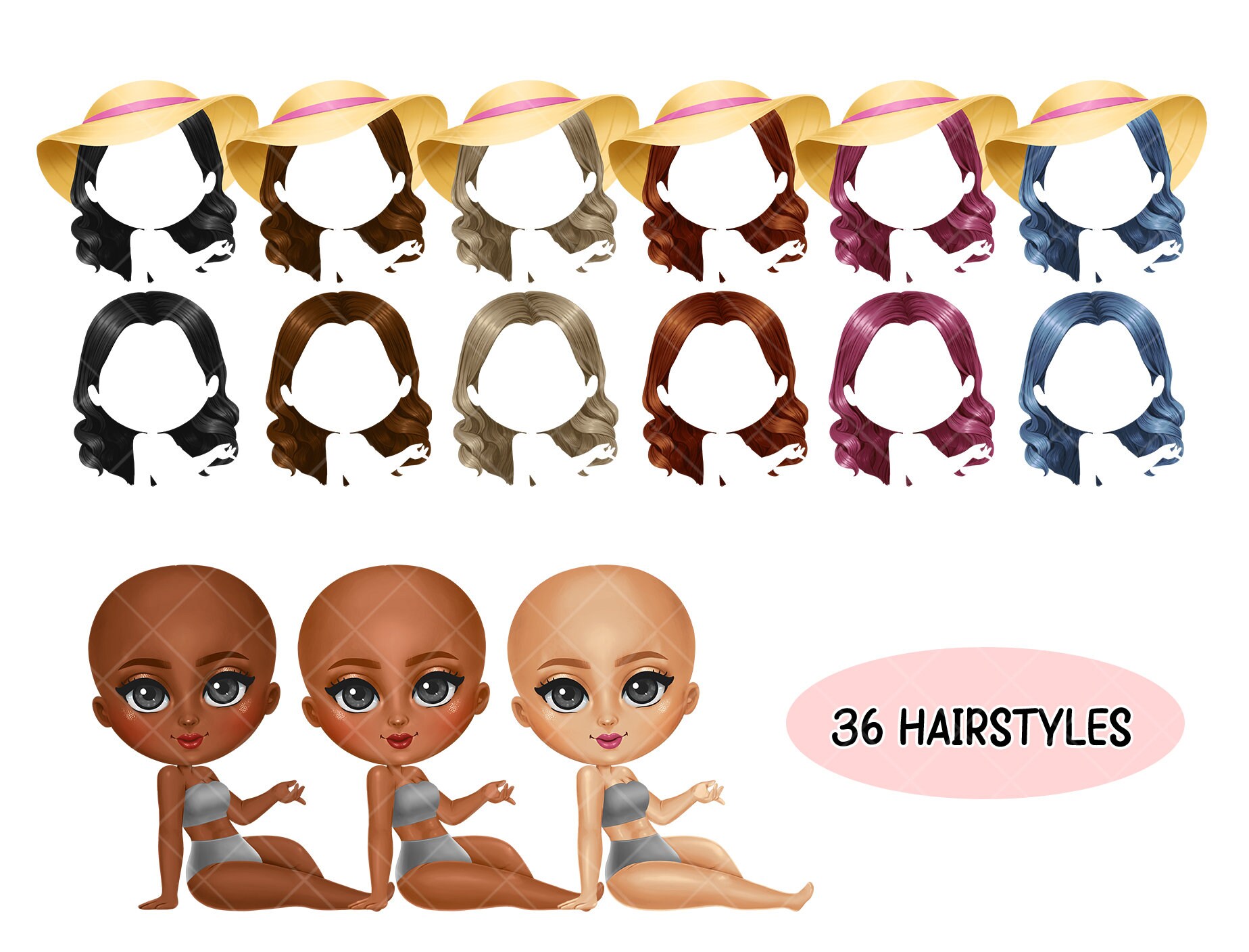 Camping Chibi Girl Clipart Fashion Cute Girls White Woman - Etsy