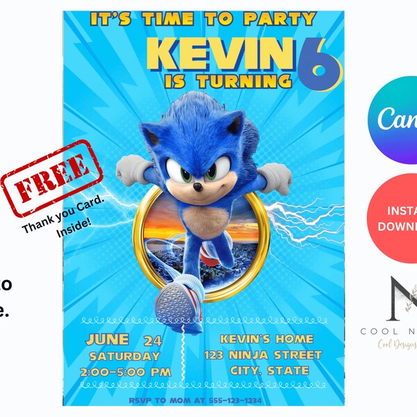 Sonic the Hedgehog Pool Party Birthday Invitation - Etsy