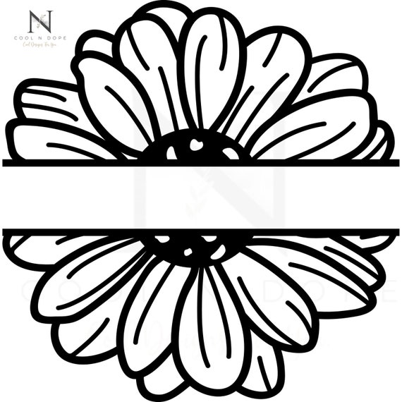 Split Monogram Daisy Flower Svg Daisy Svg Flower Svg - Etsy