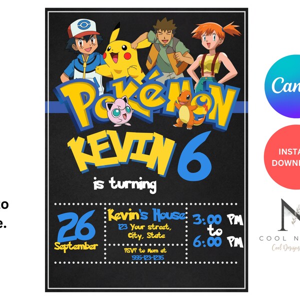 Pikachu Birthday Invitation With Photo - Etsy