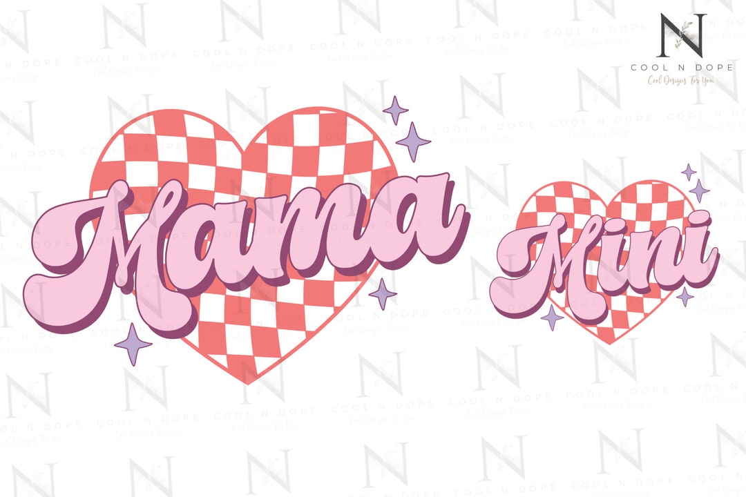 Mama Checkered Heart Png, Mama Mini PNG, Matching Designs, Mama Heart ...