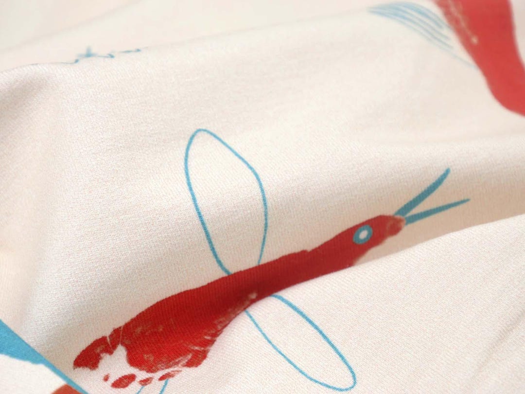 Sweat Fabric White With Red Blue Birds Made of Cotton 150 Cm Wide ...