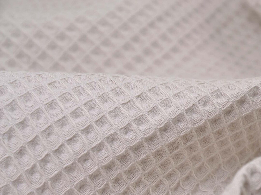 Waffle Piqué, Waffle Fabric Made of Cotton in Plain Beige, Sand by ...