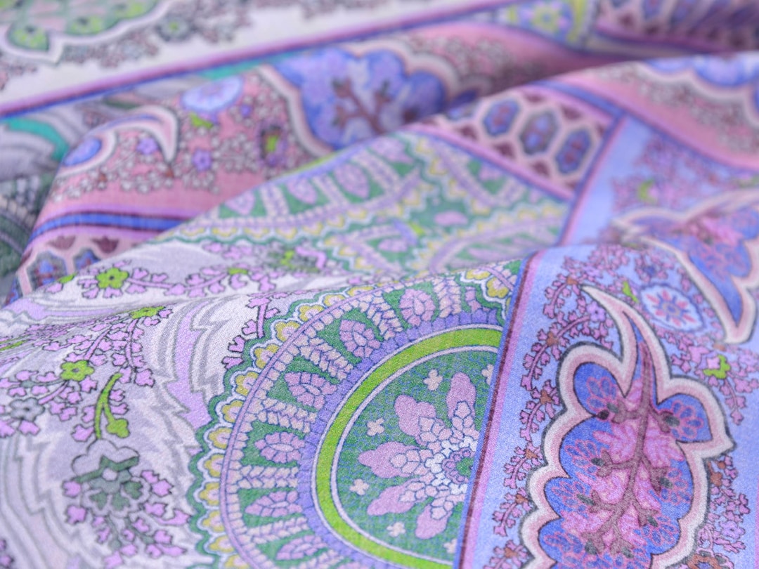 Silk Fabric With Large Pattern, Ornaments, Paisley 130 Cm Wide ...