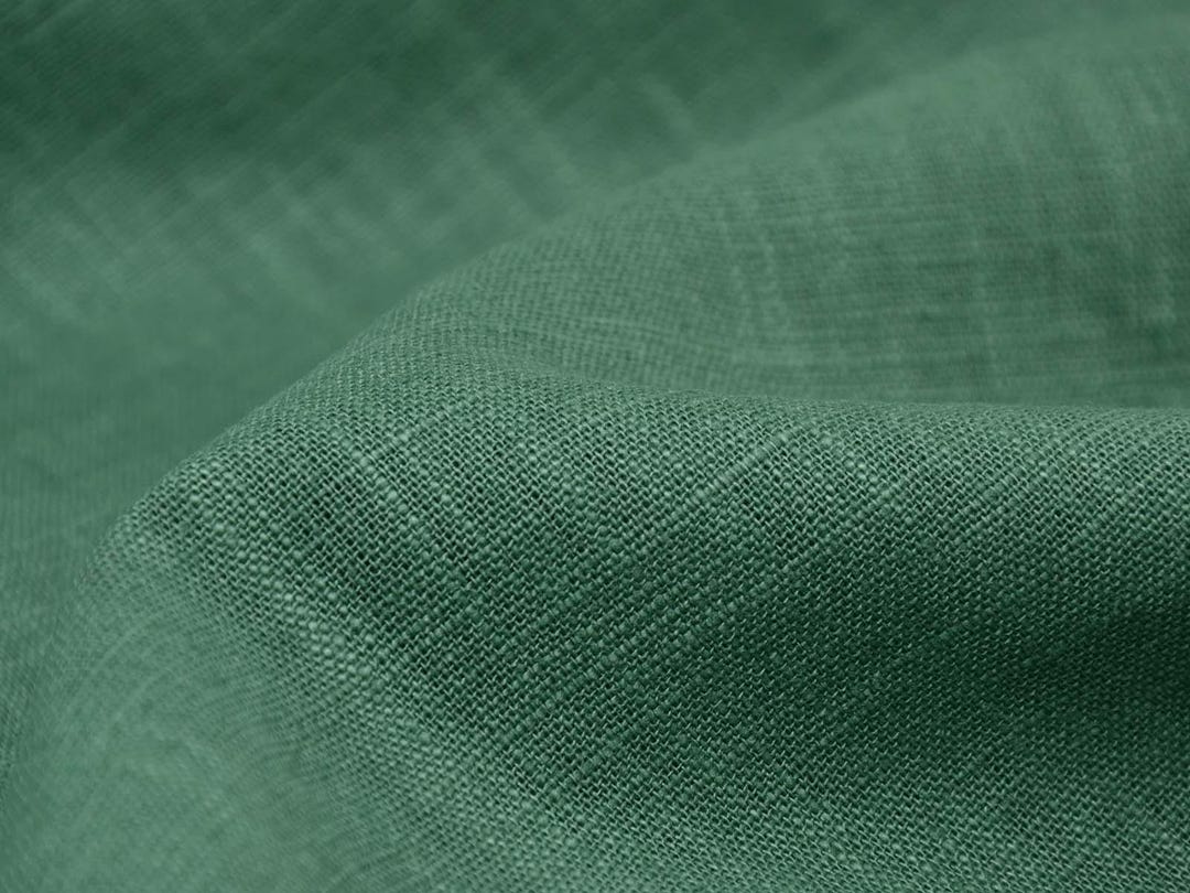 Enzyme-washed Linen Fabric, Solid Dark Green, by Hilco - 140 Cm Wide ...